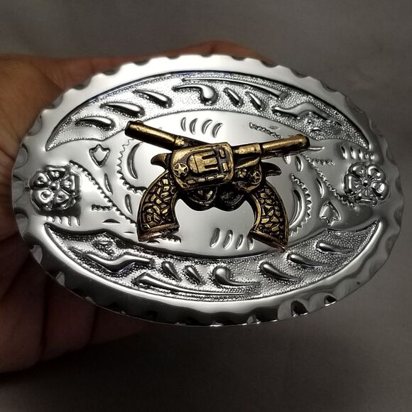 Accessories | Vintage Belt Buckle Crossed Revolvers Western Filigree ...